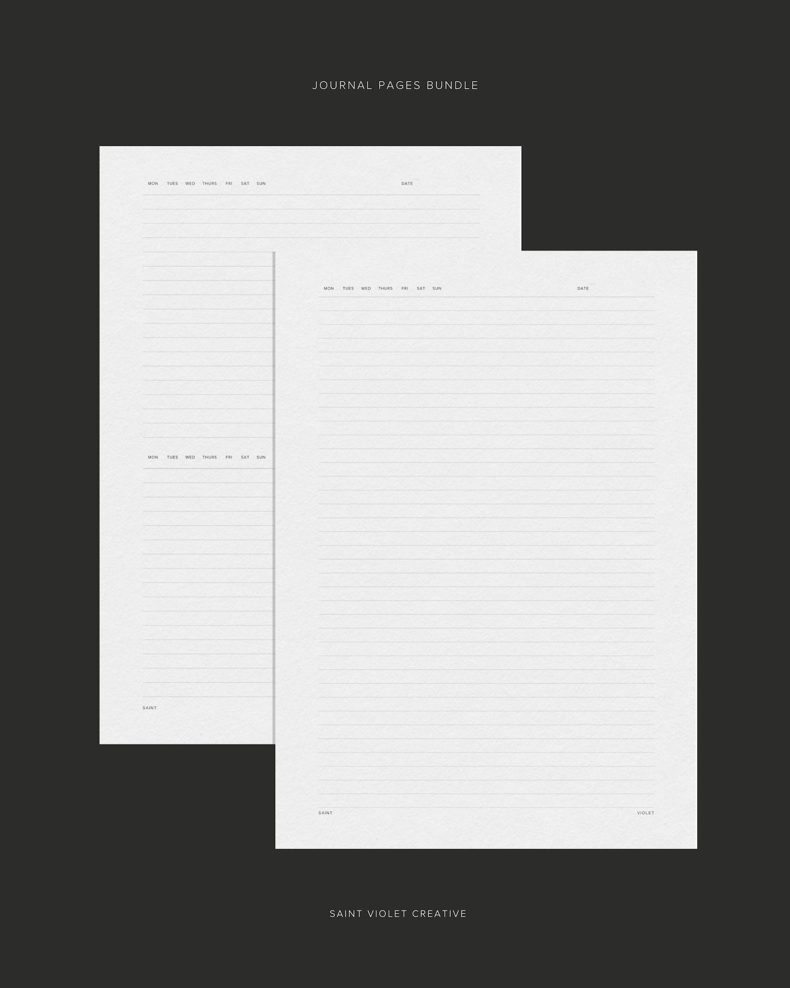Printable Journal Pages Bundle Lined Half Lined Grid Daily Gratitude ...