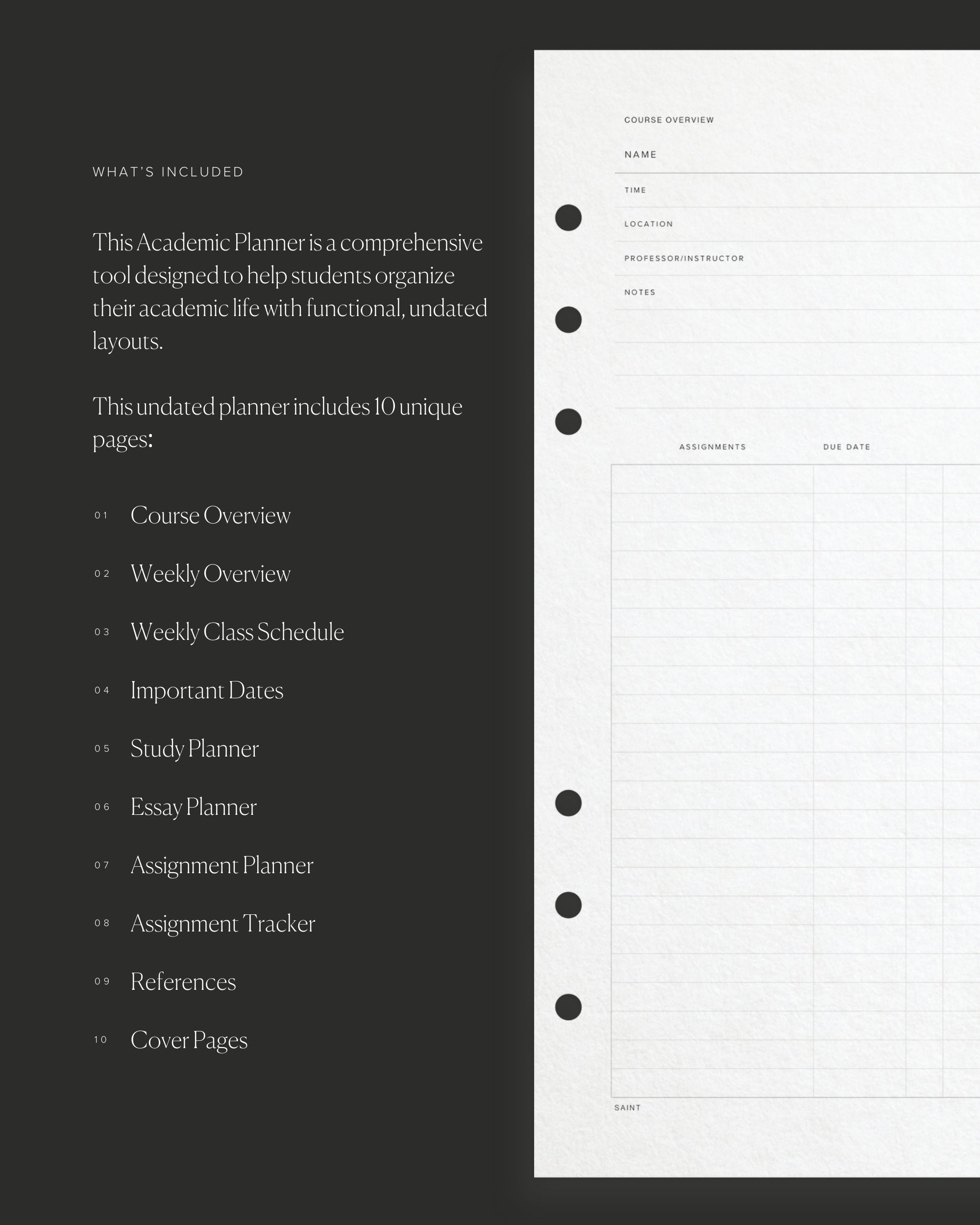 Printable Academic Planner Bundle College Study Planner Printable ...