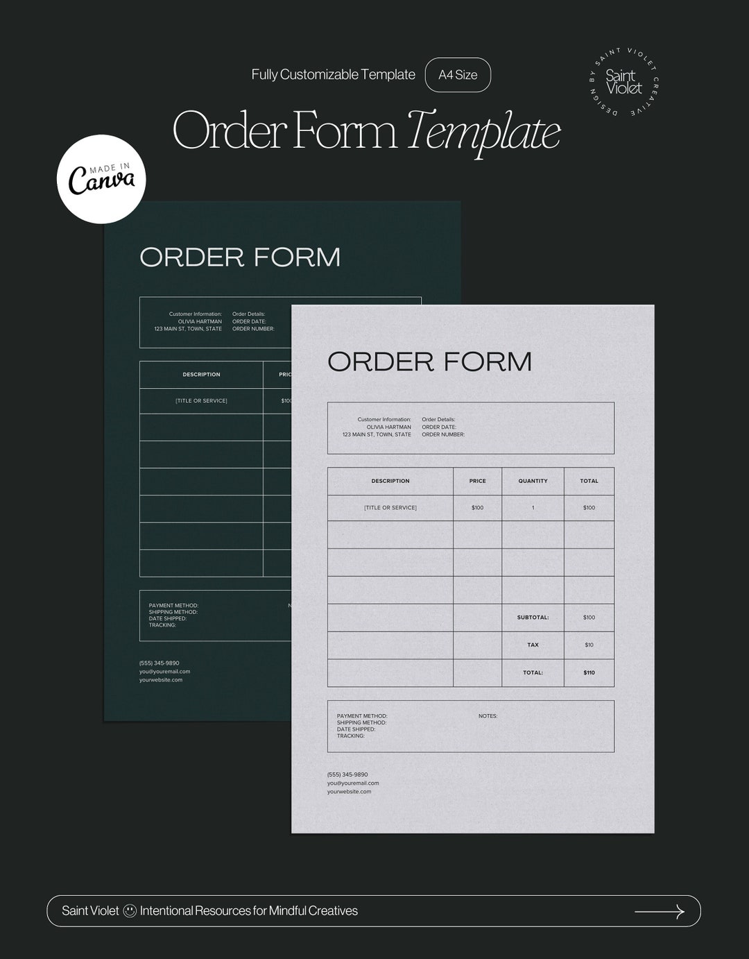 Canva Order Form Template for Small Business Template Custom Order Form ...