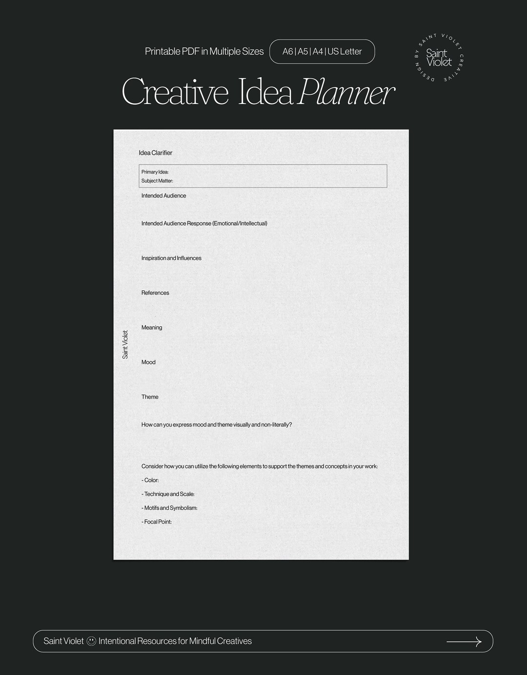 Printable Creative Planner for Artists and Designers Idea - Etsy