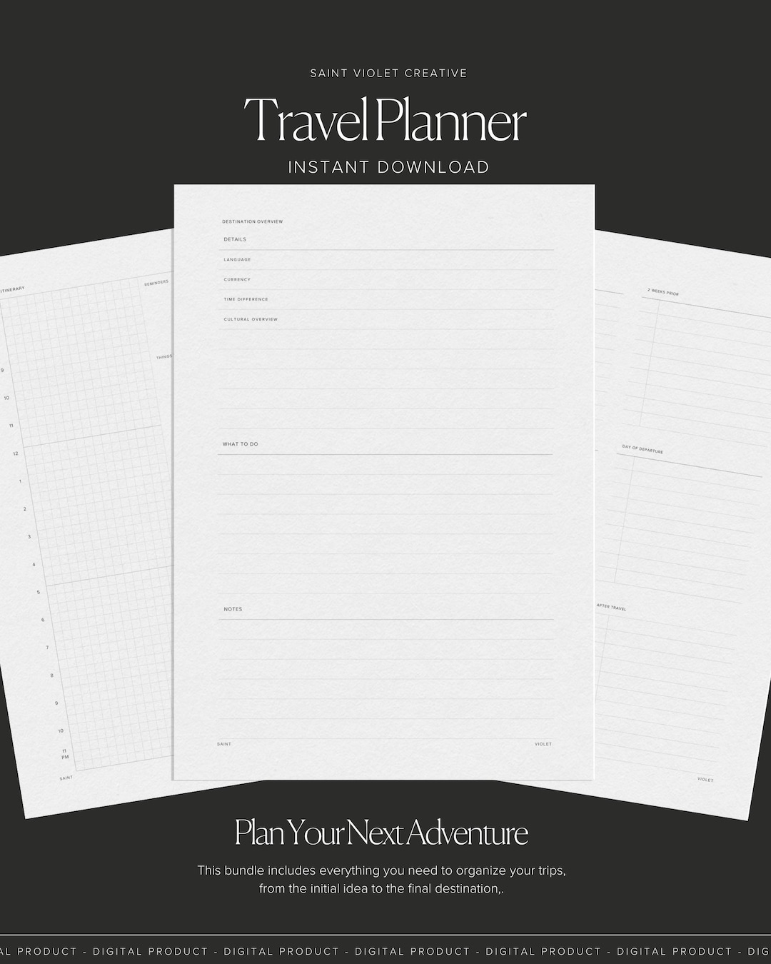 Printable Travel Planner Bundle Trip Overview Daily Itinerary Travel ...