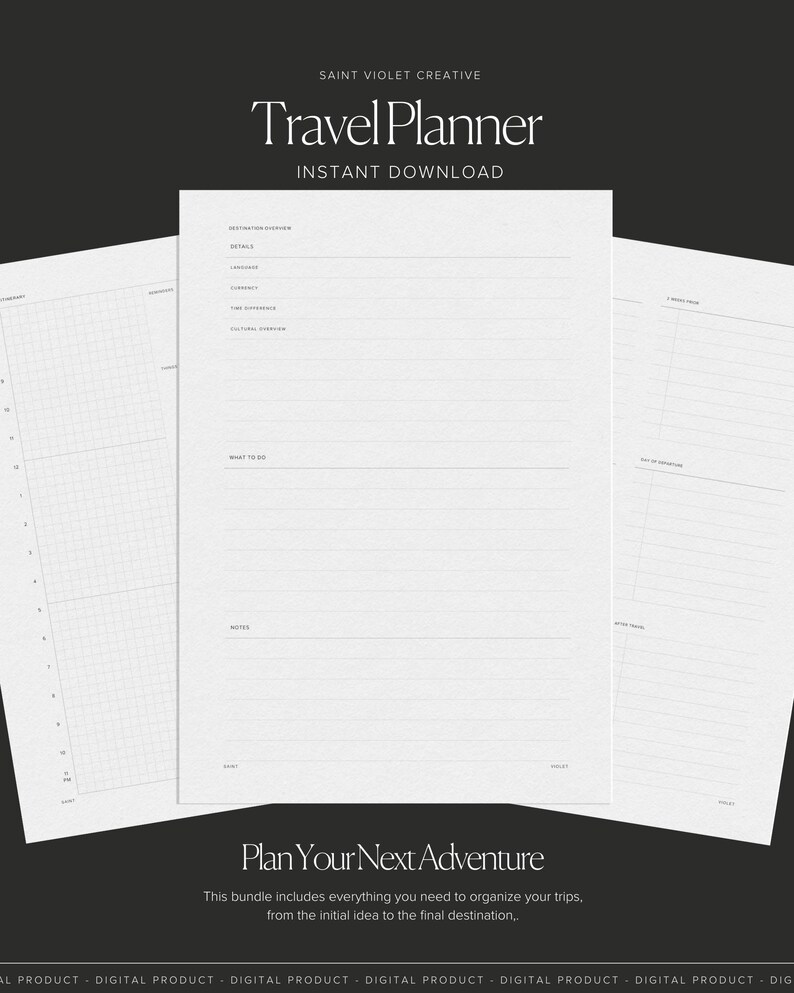 Printable Travel Planner Bundle Trip Overview Daily Itinerary Travel ...