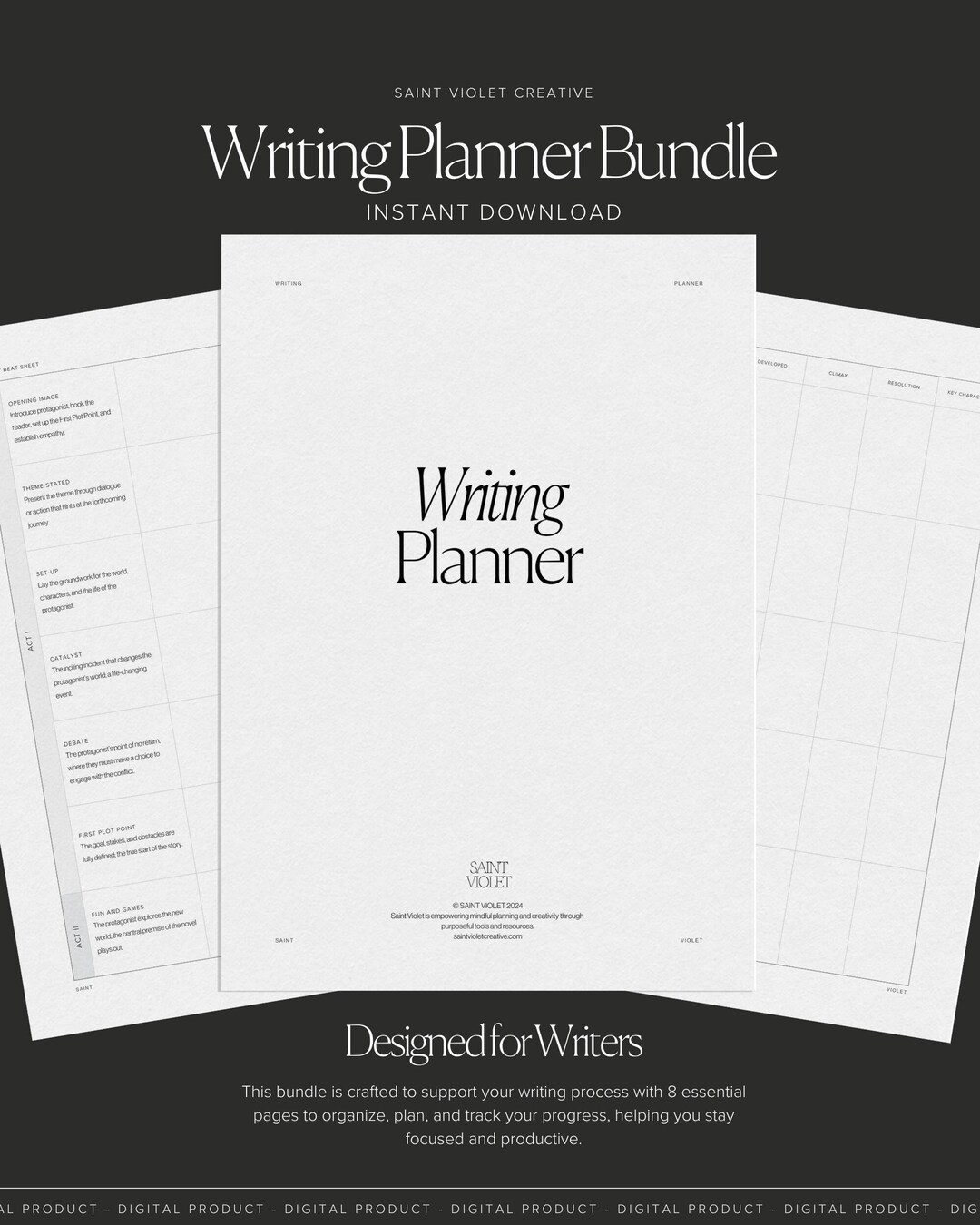Printable Writing Digital Planner for Author Planner Plot a Novel ...