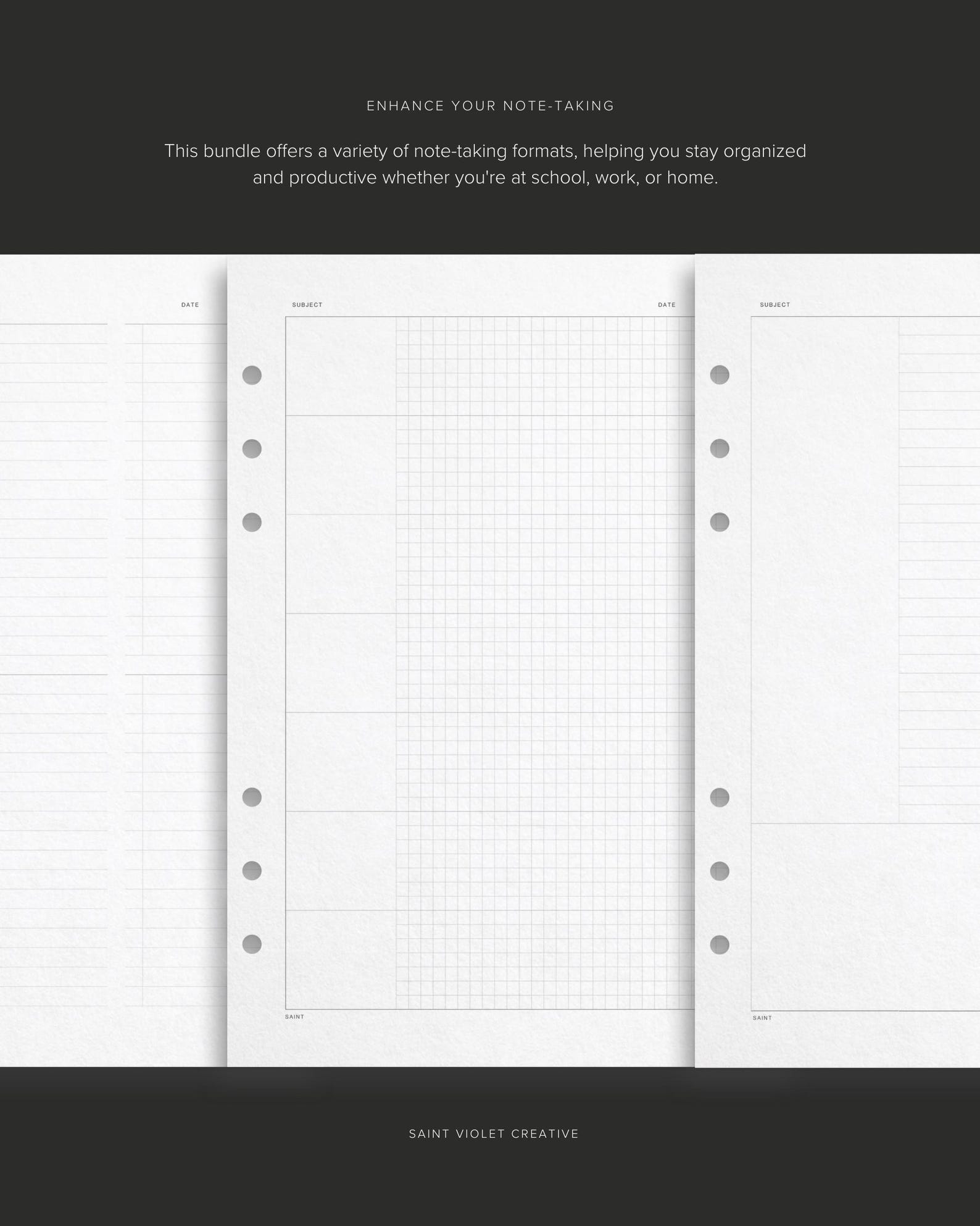 Printable Notes Bundle ADHD Planner A5 Inserts Cornell Notes Task ...