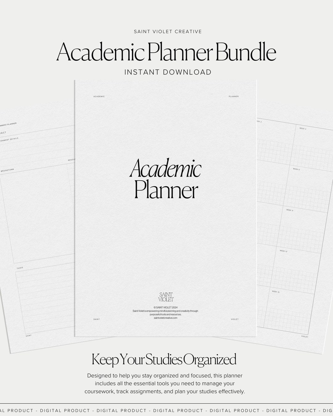 Printable Academic Planner Bundle College Study Planner Printable ...