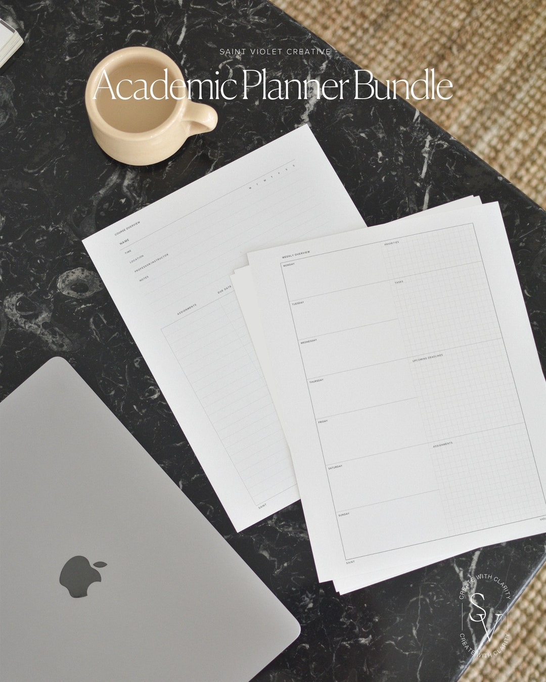 Printable Academic Planner Bundle College Study Planner Printable ...