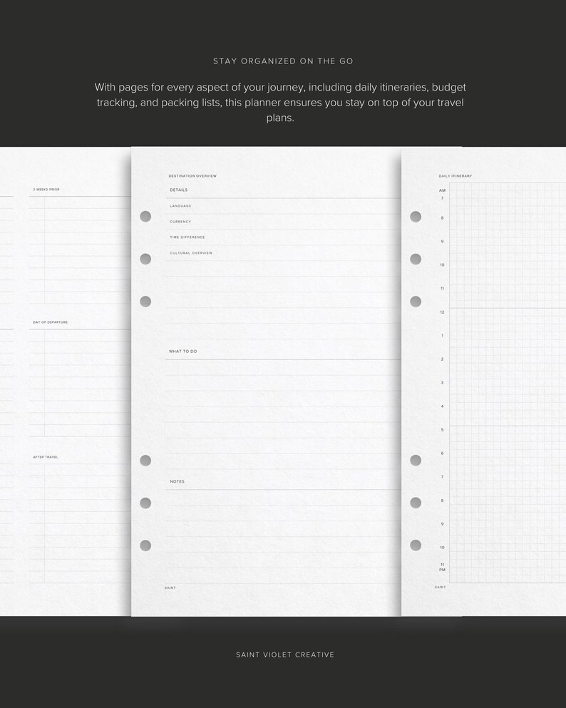 Printable Travel Planner Bundle Trip Overview Daily Itinerary Travel ...