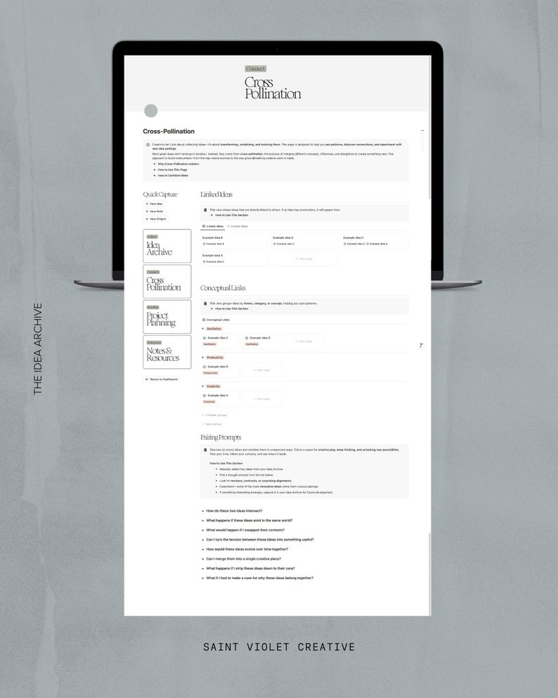 Project Planner Notion Template Digital Artist Writer Creative Notion ...