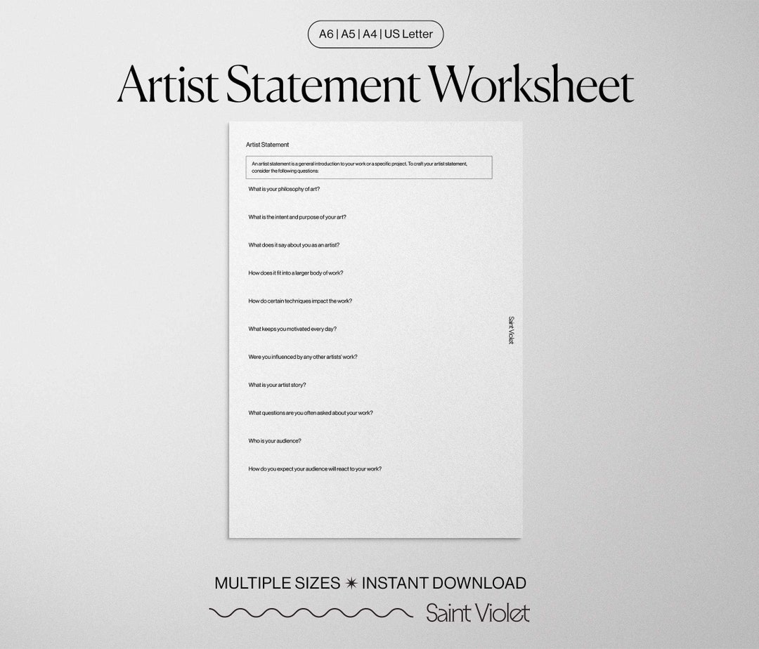Artist Statement Prompts A6 A5 A4 US Letter - Etsy