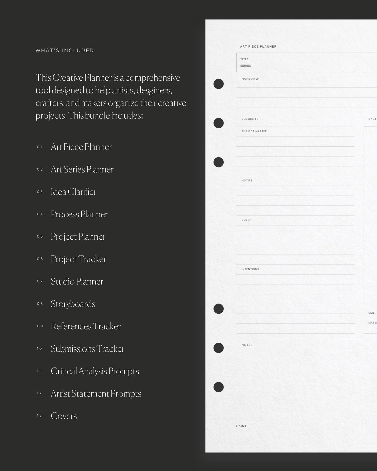 Creative Project Planner for Artists and Designers Planner Bundle ...
