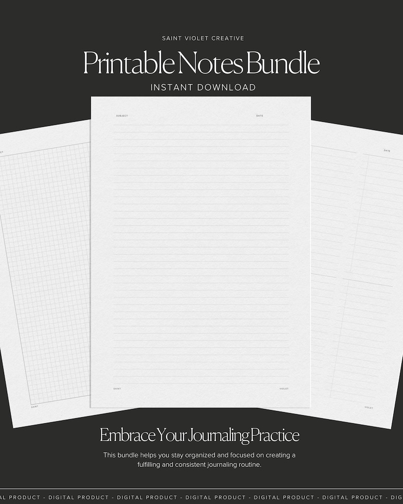 Printable Notes Bundle ADHD Planner A5 Inserts Cornell Notes Task ...