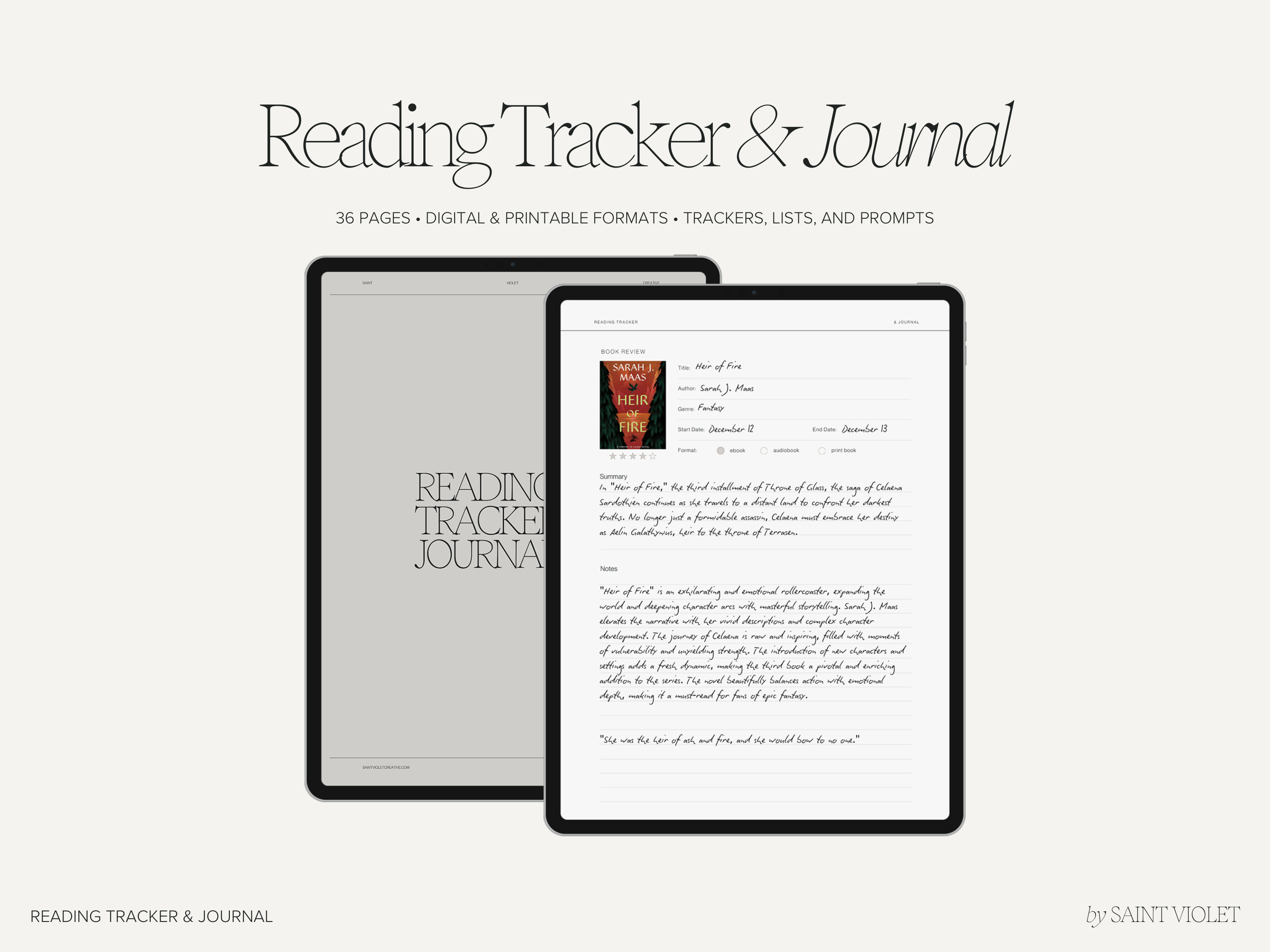 Reading Tracker Journal Book Review Template Book Tracker Printable ...