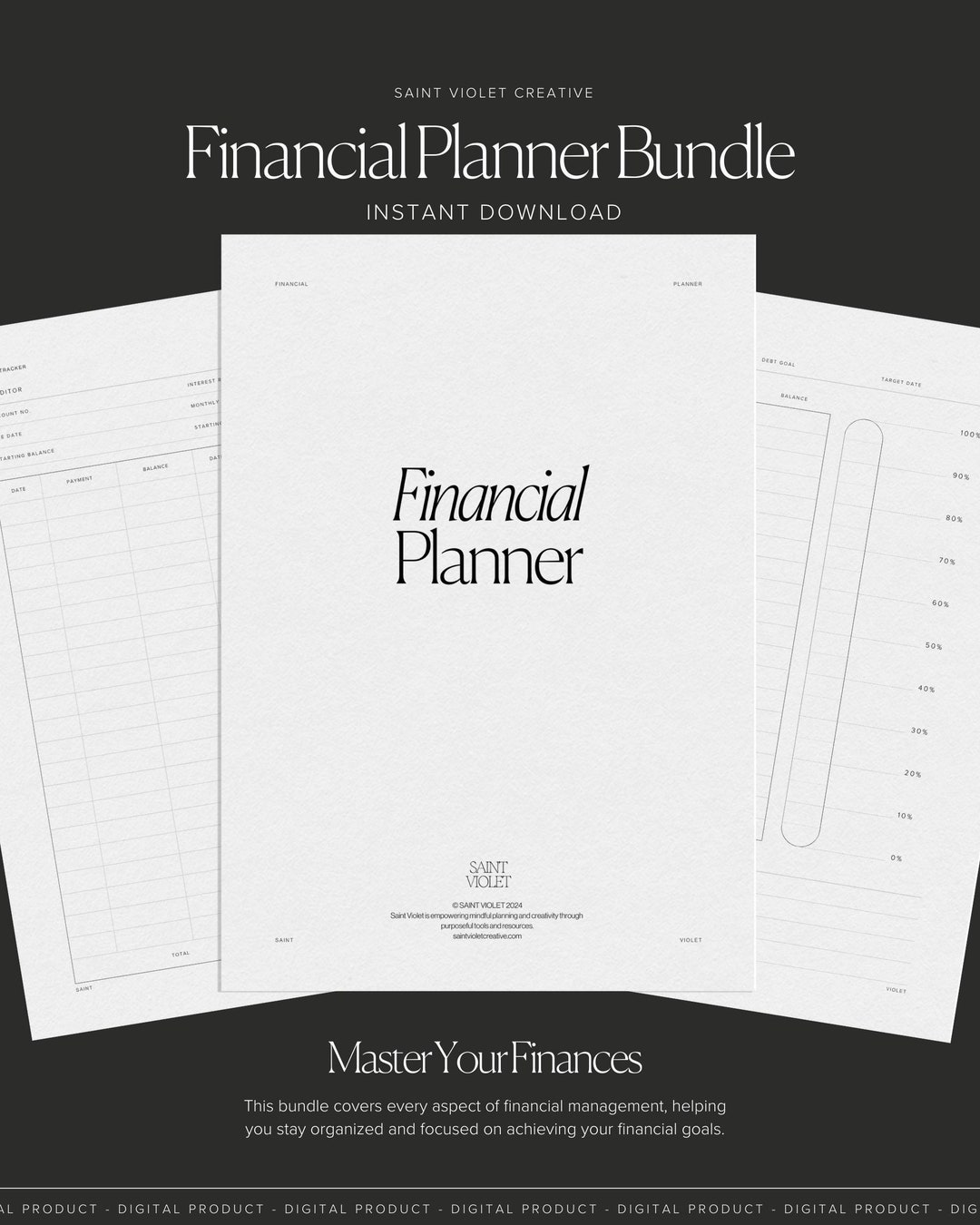 Printable Financial Planner Bundle Monthly Budget Debt Tracker Finances ...