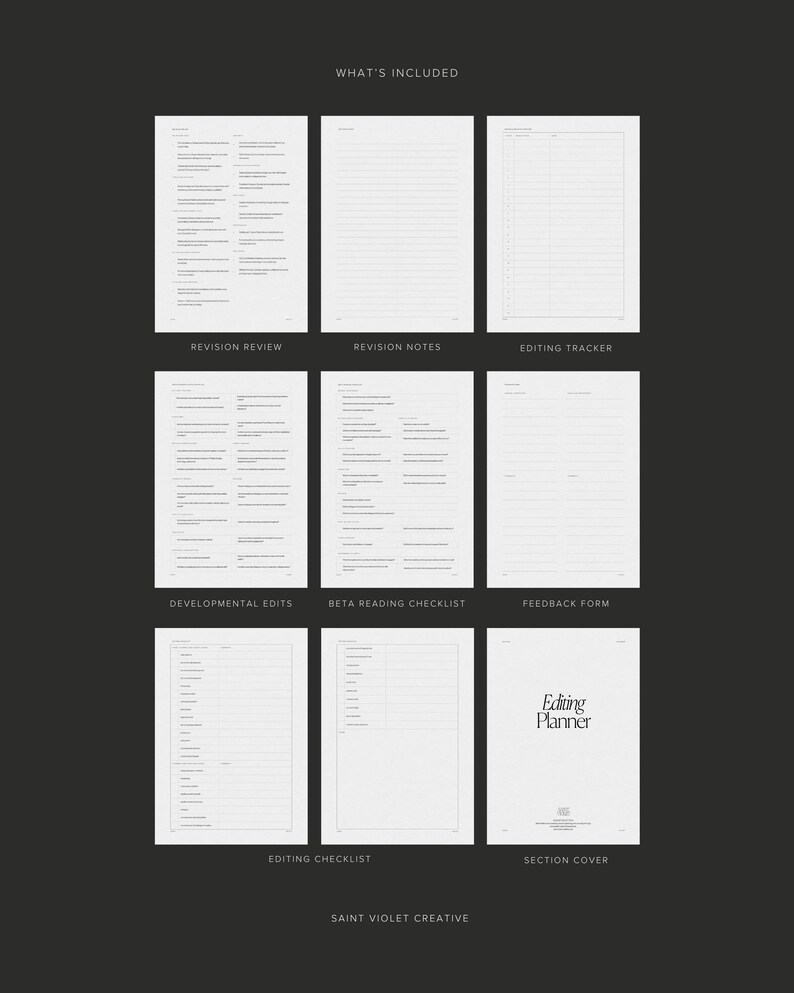 Novel Writing Editing Checklist Planner for Author Planner Plot a Novel ...