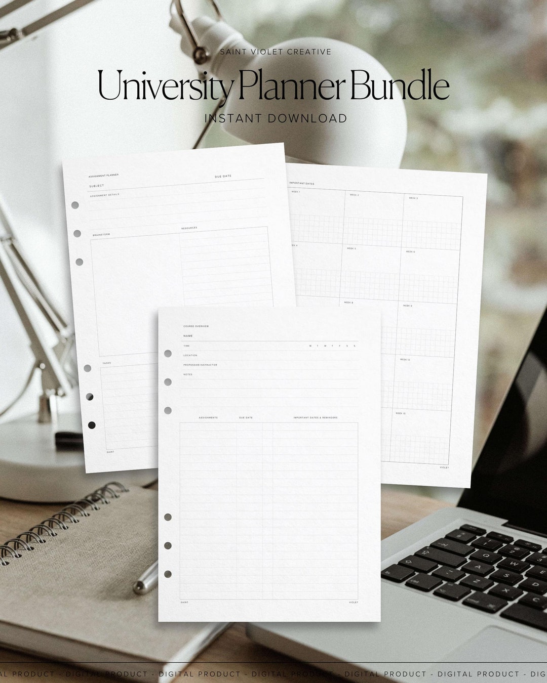 Printable Academic Planner Bundle College Study Planner Printable ...