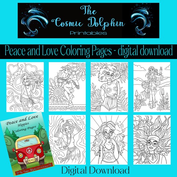 Peace and Love Coloring Pages Digital Download - Etsy