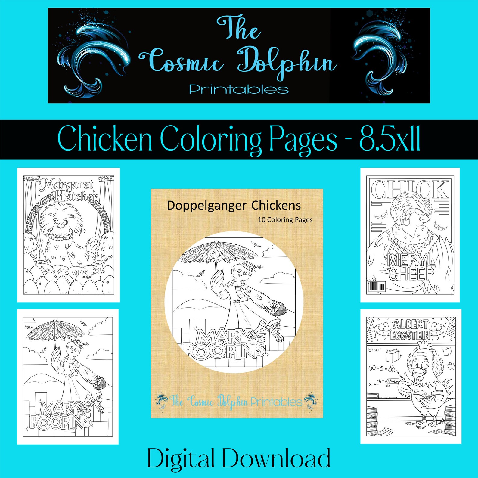 Doppelganger Chickens 15 Tcoloring Pages - Etsy