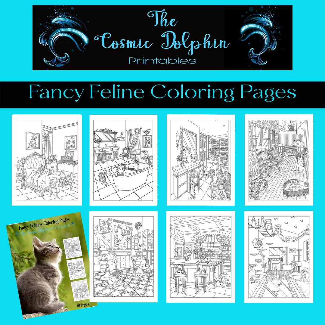 Fancy Felines Coloring Pages-digital Download - Etsy