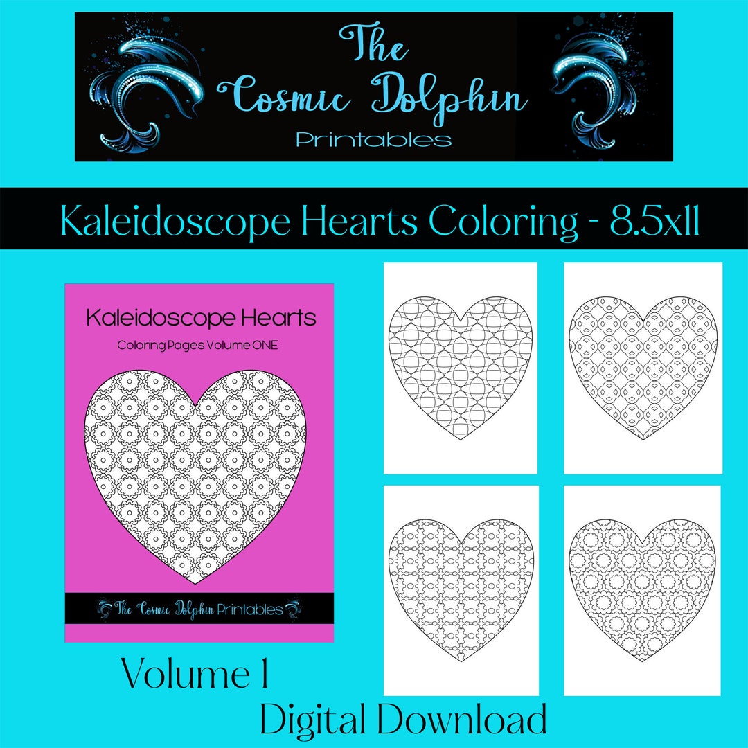 Kaleidoscope Hearts for Coloring 8.5x11 - Etsy