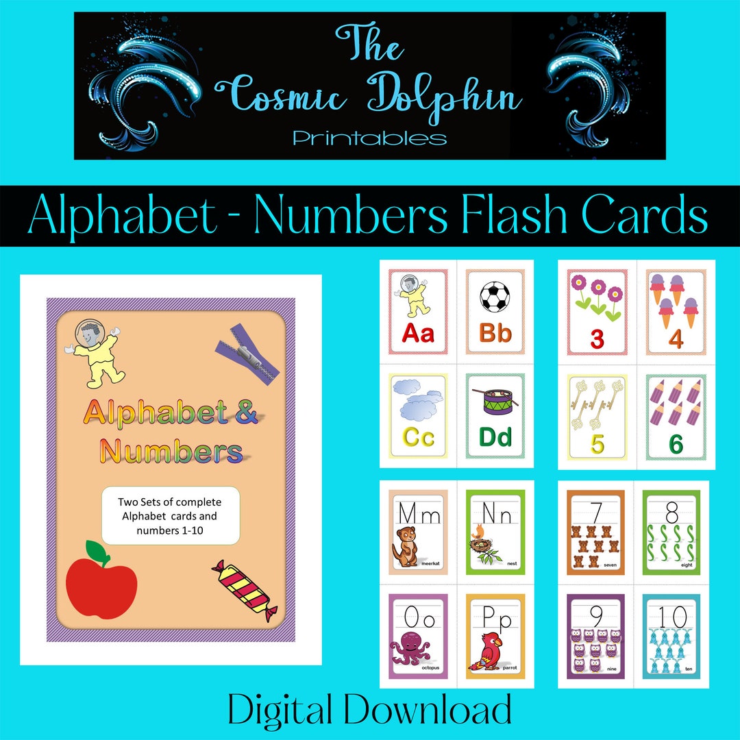 Alphabet and Numbers Flash Cards - Etsy