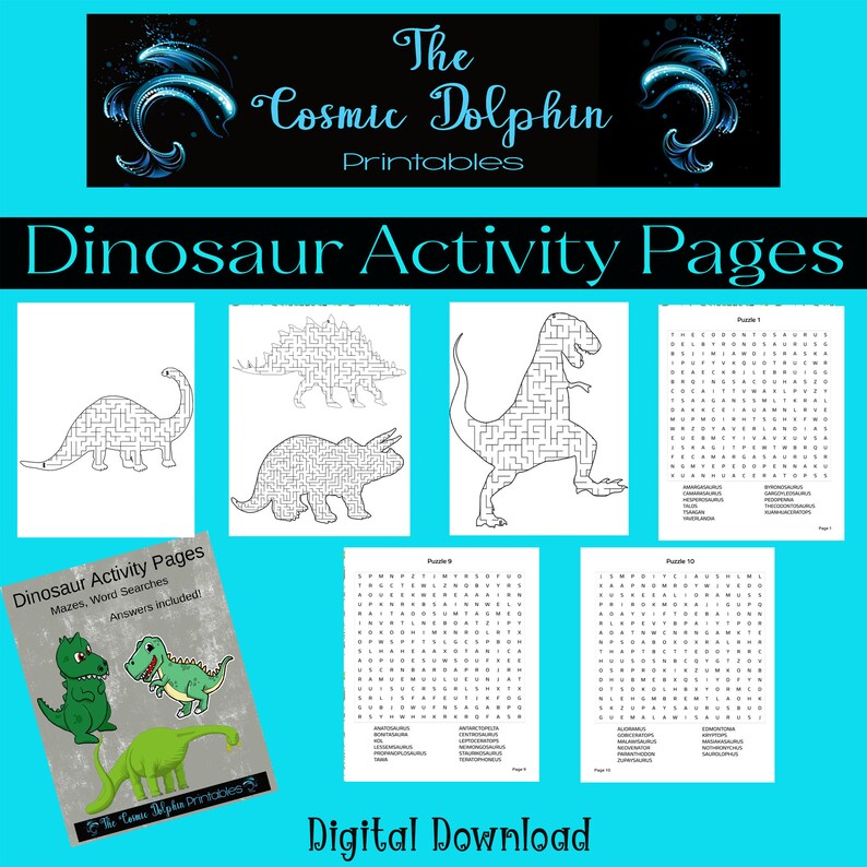 Dinosaurs Activity Pages Digital Download - Etsy