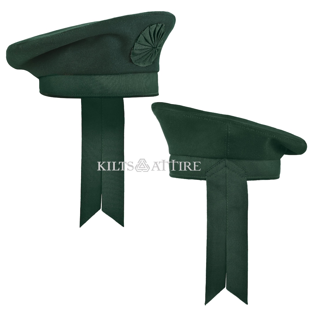 Scottish Caubeen Beret Irish Hat - Green Glengarry Balmoral Beret Hat ...