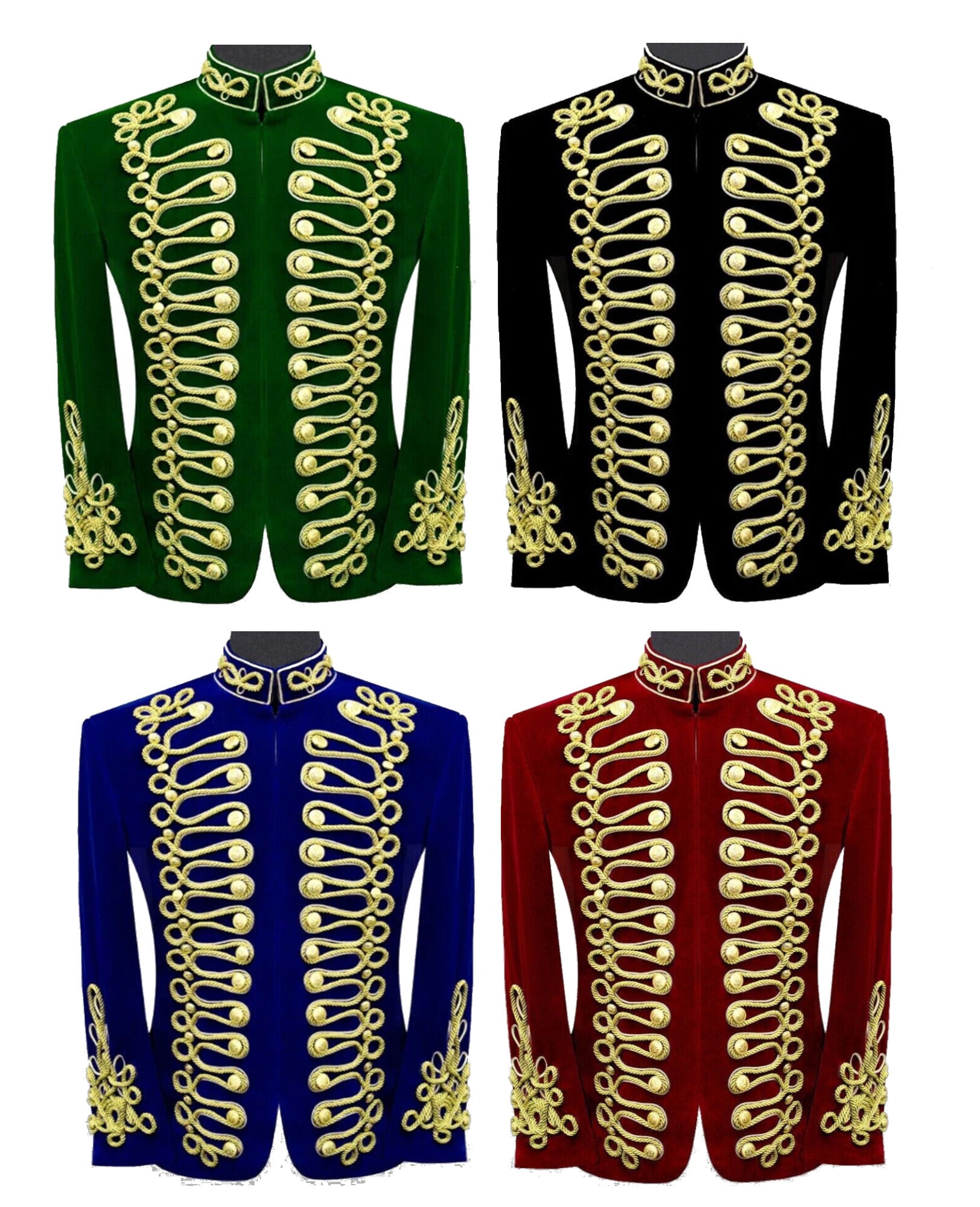 Men's Braided Velvet Jacket Hussars Velvet Jacket Military Gold Braided ...