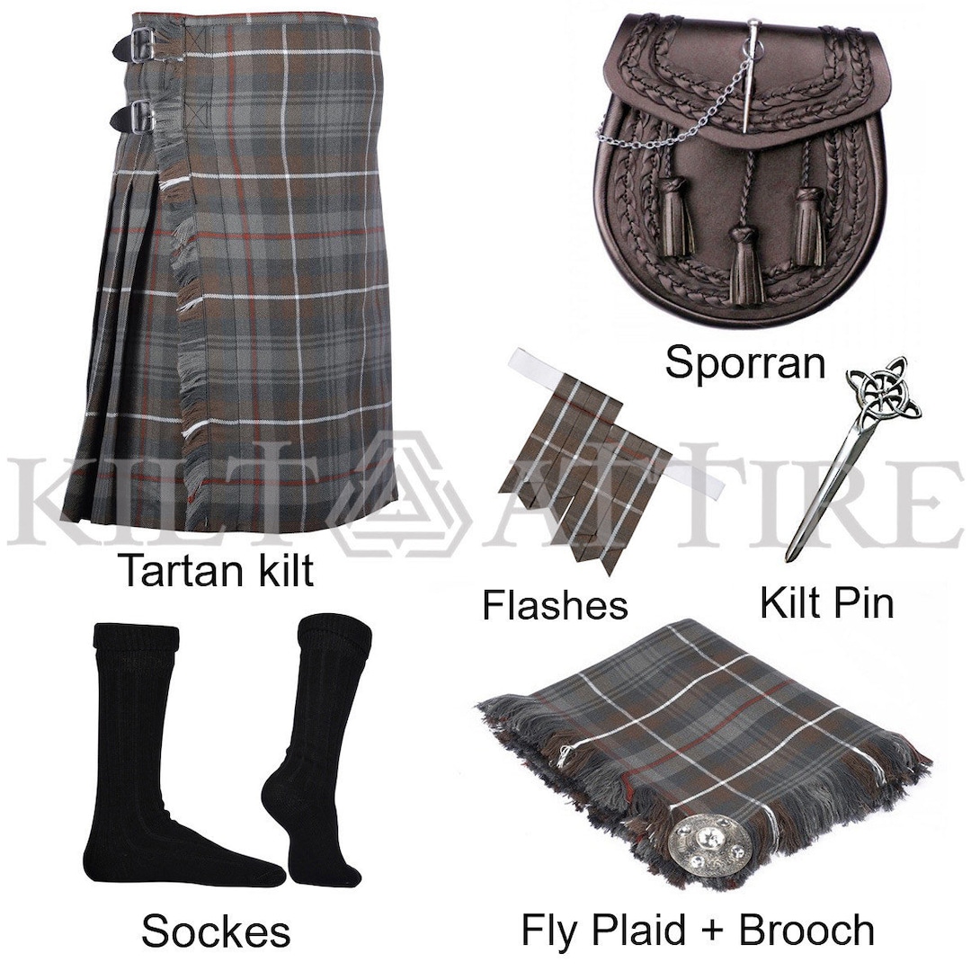 Scottish Kilt Set Men's Wedding Kilt Outfit & 7 Pieces Dress ...