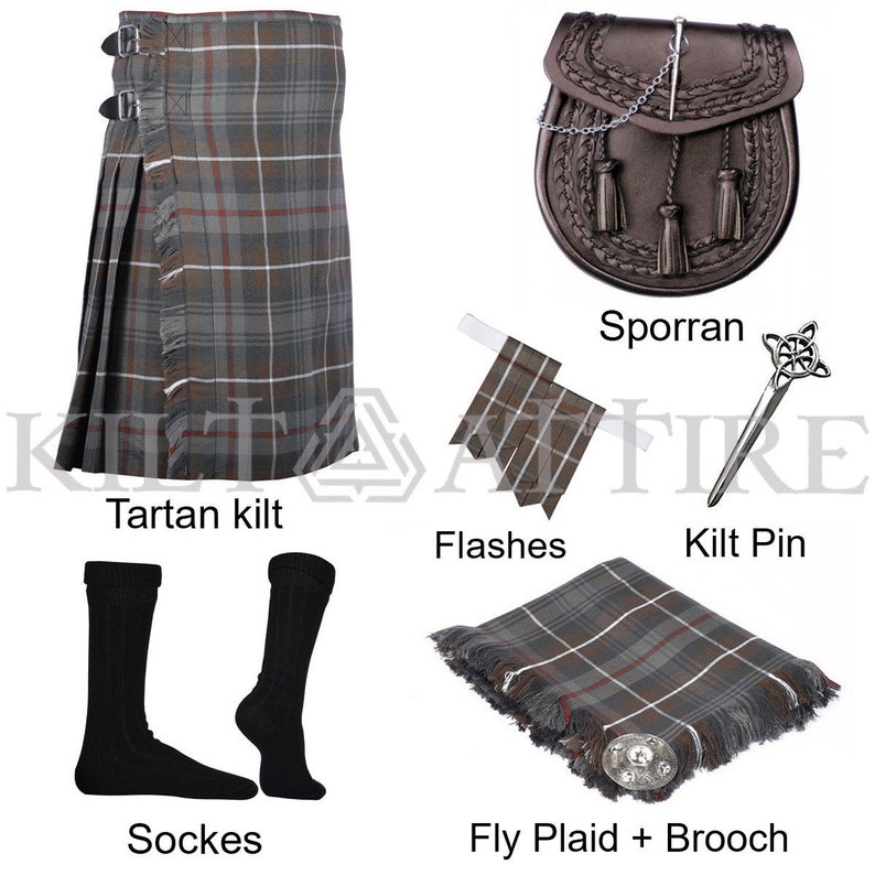 Scottish Kilt Set Men's Wedding Kilt Outfit & 7 Pieces Dress ...