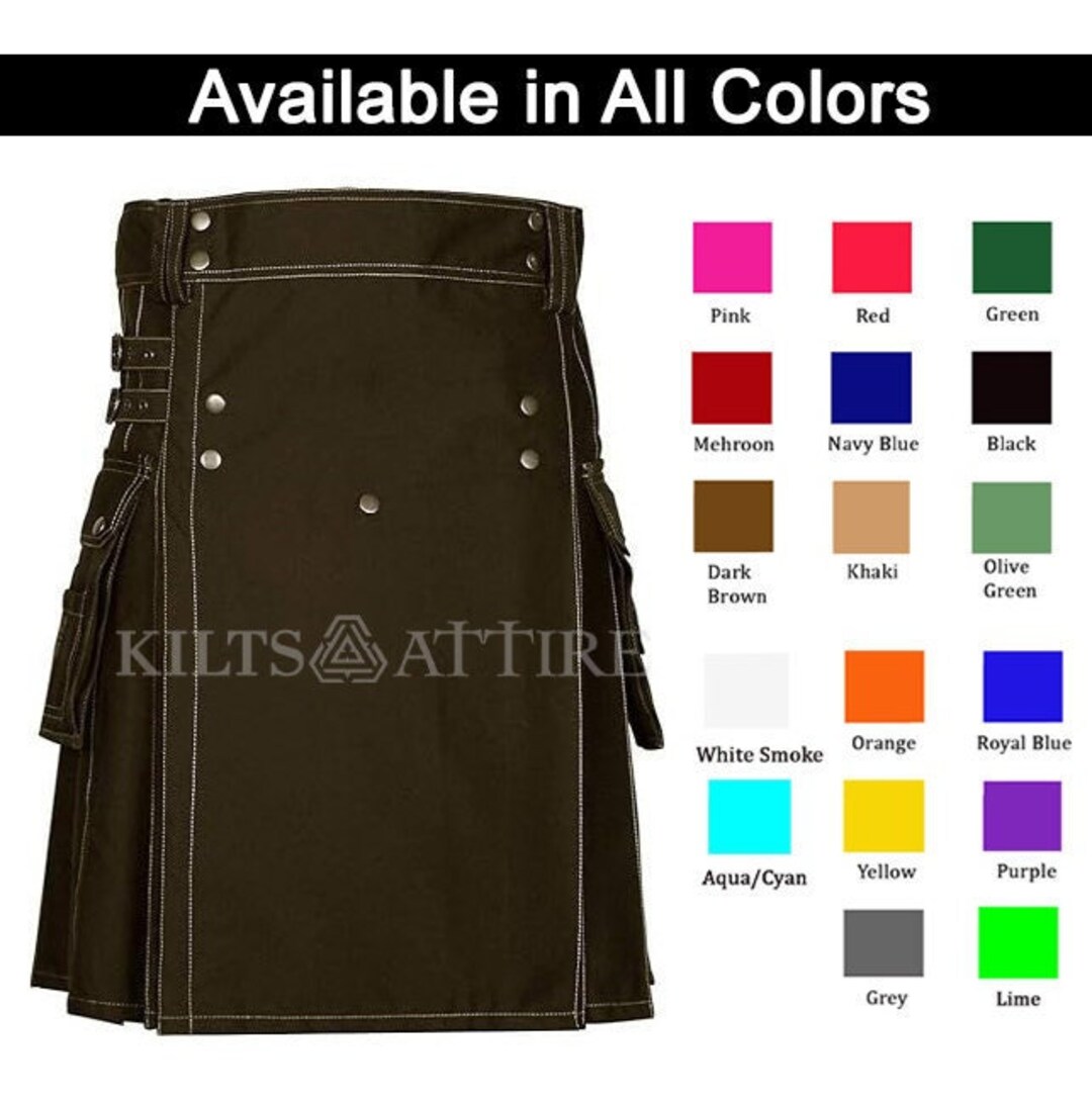Men's Cotton Utility Kilt Scottish Handmade Deluxe Fashion Utility ...