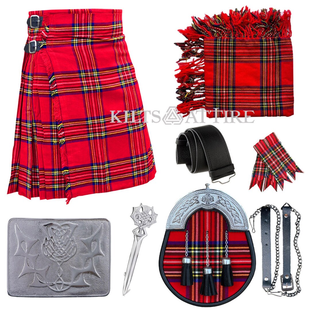 Men's Tartan Kilt Outfit Traditional Wedding Tartan Kilt Dress With ...