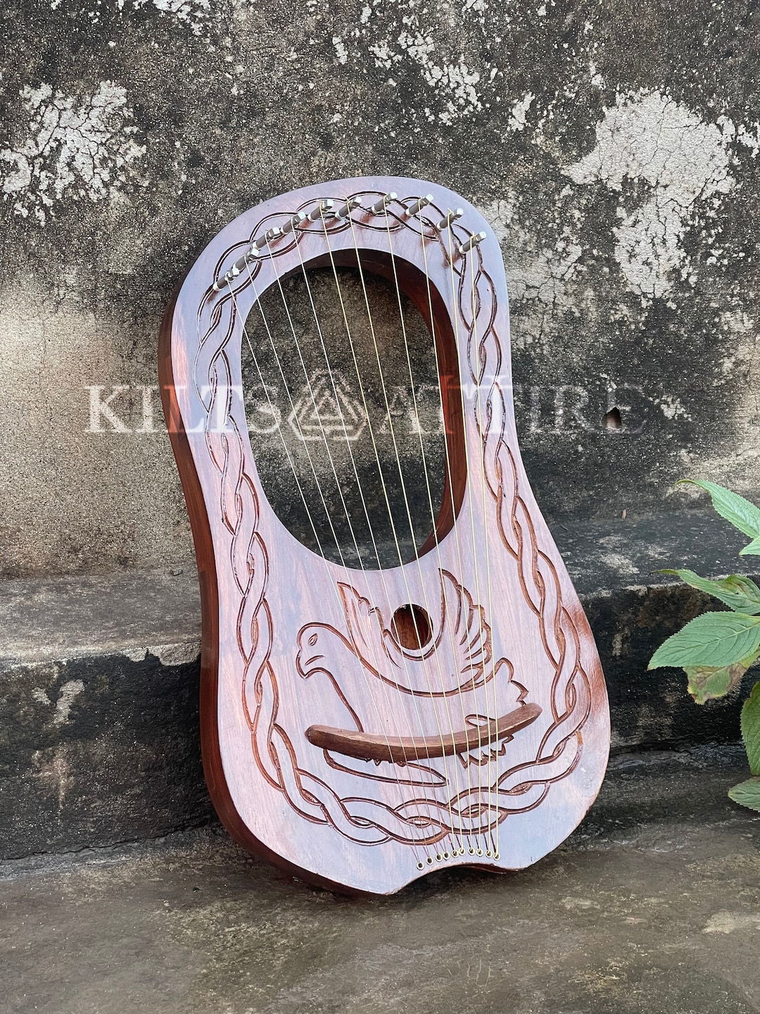 Rosewood Sparrow Lyre Harp Handmade Lyre Harp 10 Strings/lyra Harp Free ...