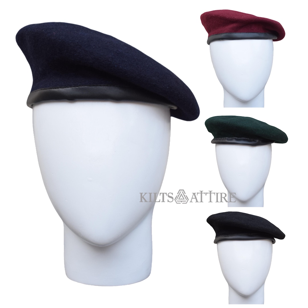 Men's Wool Beret Hat Military Wool Beret Hat Army Beret Cap Size Small ...
