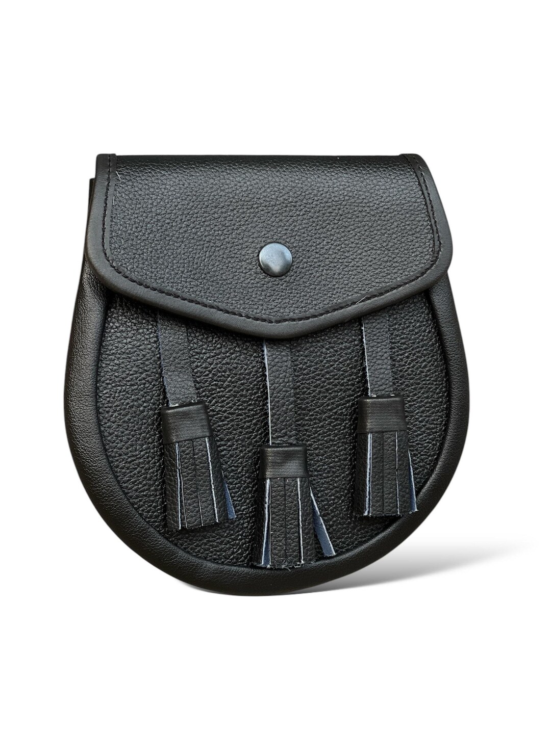 Men's Scottish Black Leather Sporran Three Tassel Kilt Sporran Bag With ...