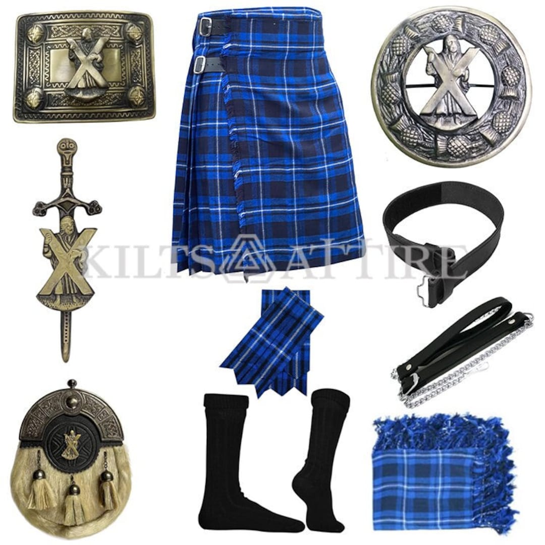 Men's Scottish 9 Pieces ST Andrew Kilt Set Men's Wedding Kilt Outfit ...
