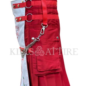 Men's Christmas Kilt Red With White Santa Claus Kilt Skirt Christmas ...