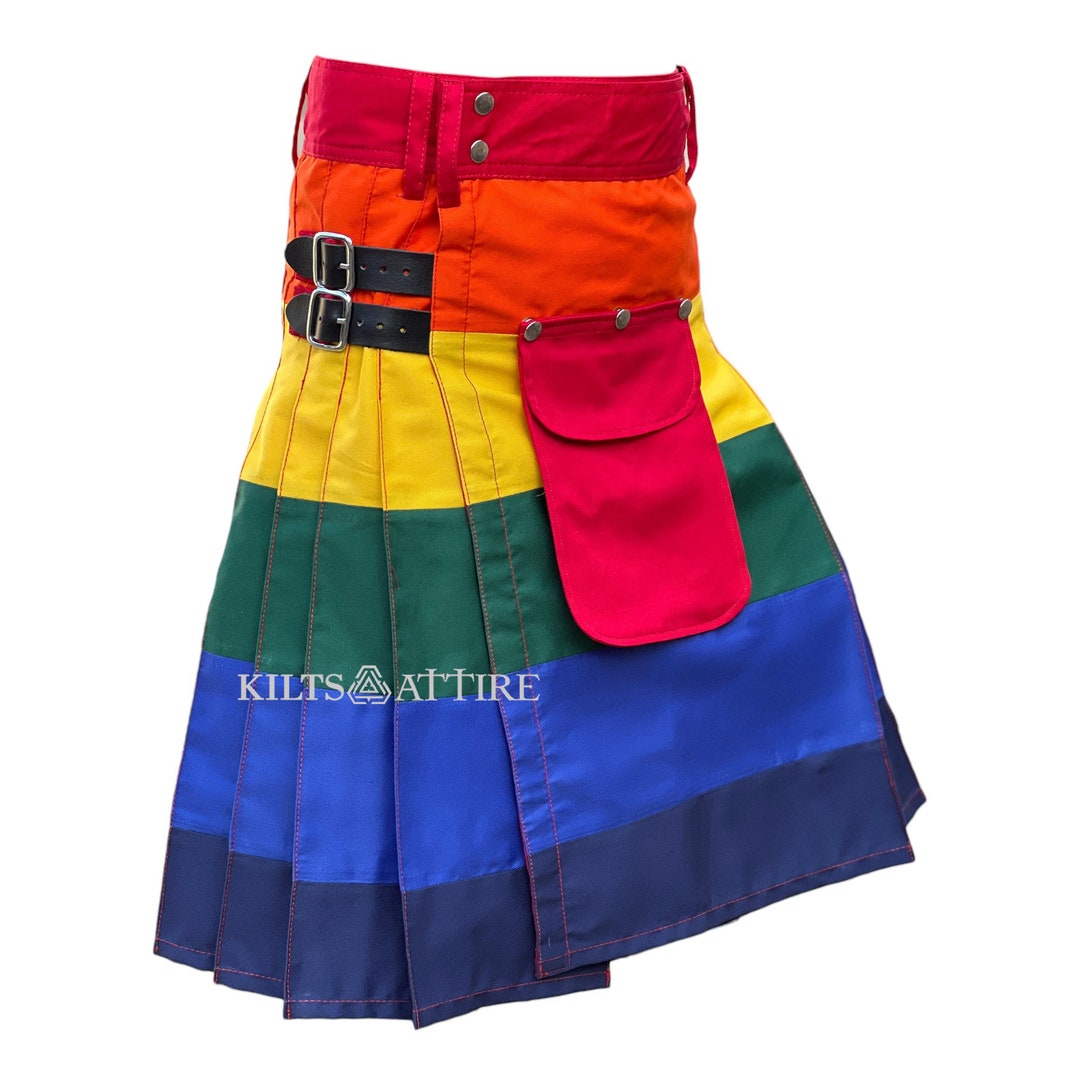 Pride Kilt Colorful Utility Fashion Custom Rainbow LGBT Kilt Sizes 28 ...