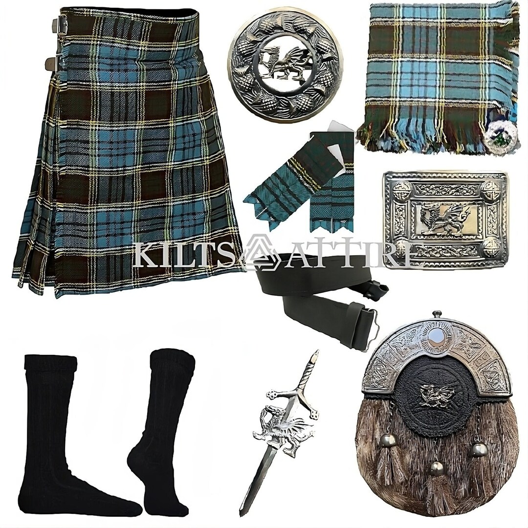 Scottish Antique Kilt Set Men's Wedding Kilt Outfit 9 Pieces Dress ...