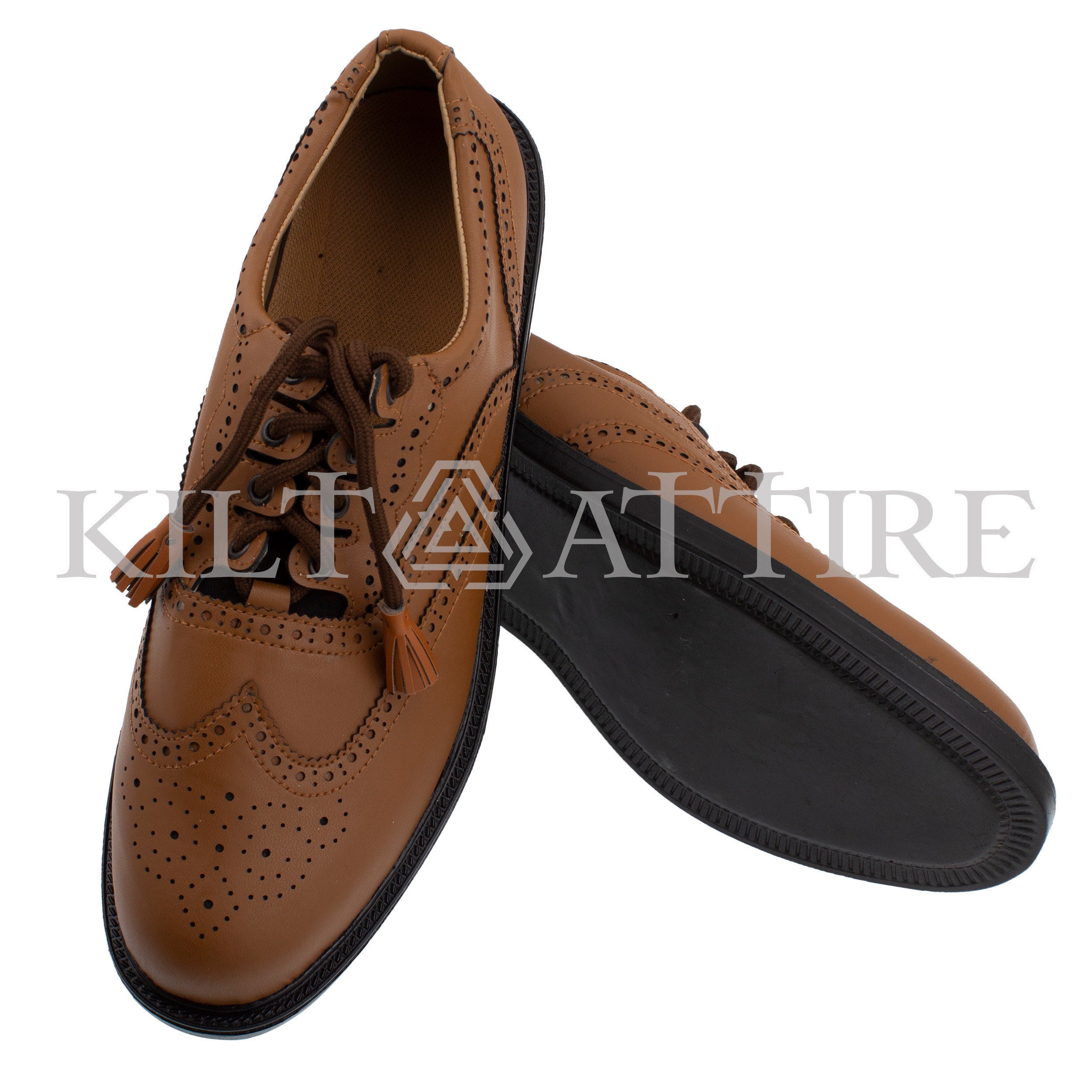 Men's Brown Ghillie Brogues Kilt Leather Shoes With - Etsy