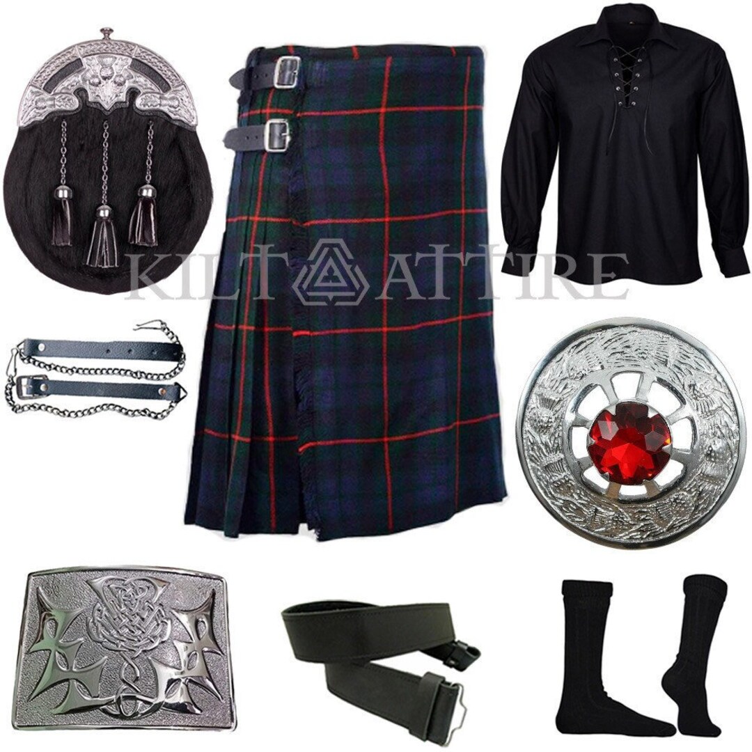 Men's Scottish 7 Pieces Kilt Set Wedding Kilt Outfit Dress Traditional ...