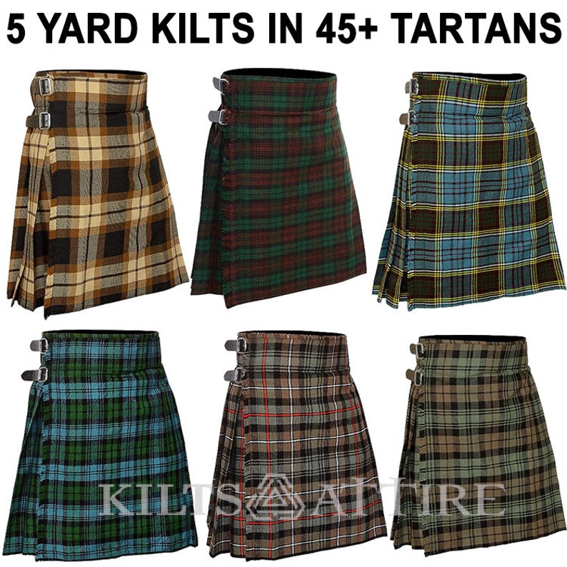 Men's Scottish 5 Yard Tartan Kilt Highland Traditional Wedding/formal ...