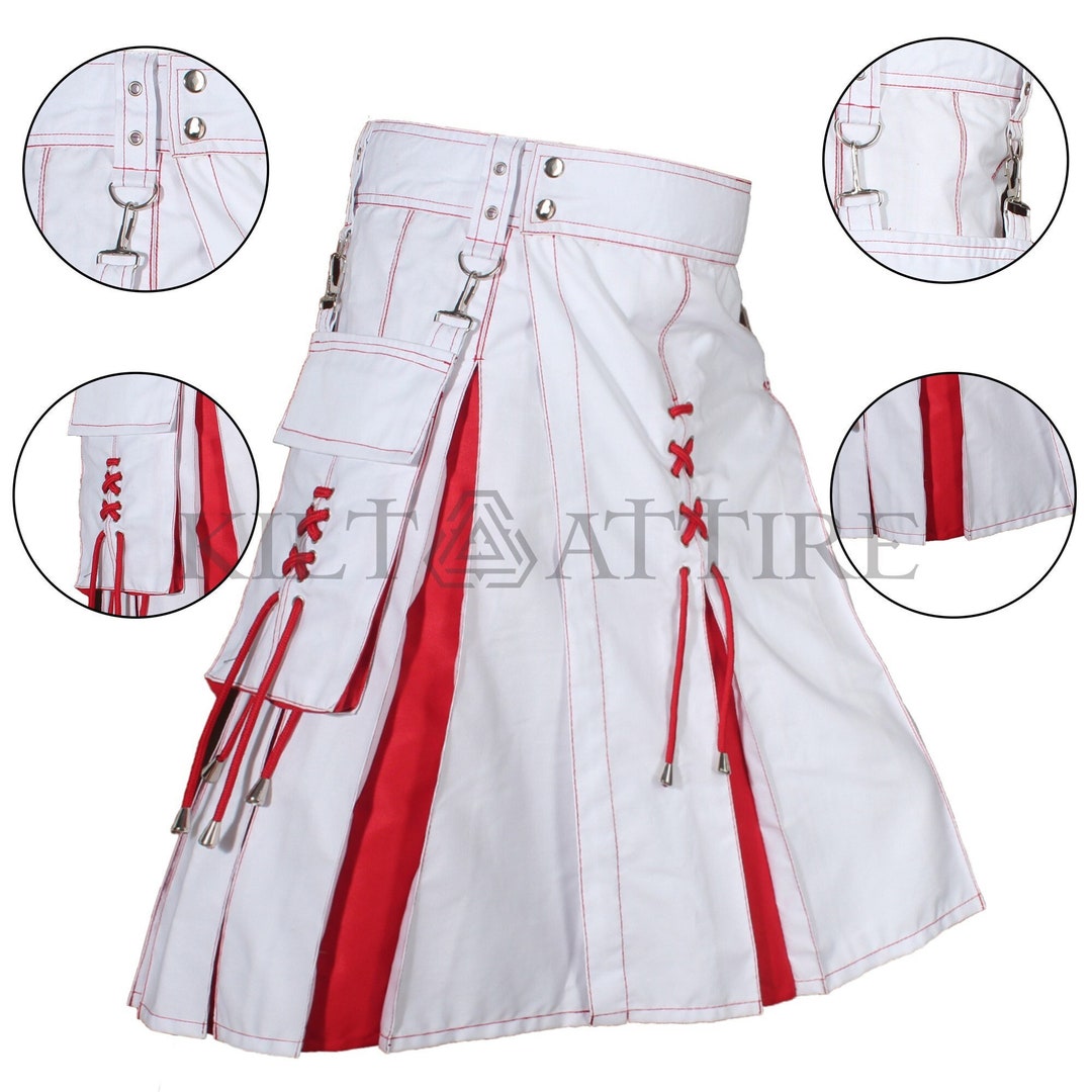 Christmas Men's Hybrid Fashion Utility Kilt Vintage Santa Claus Kilts ...