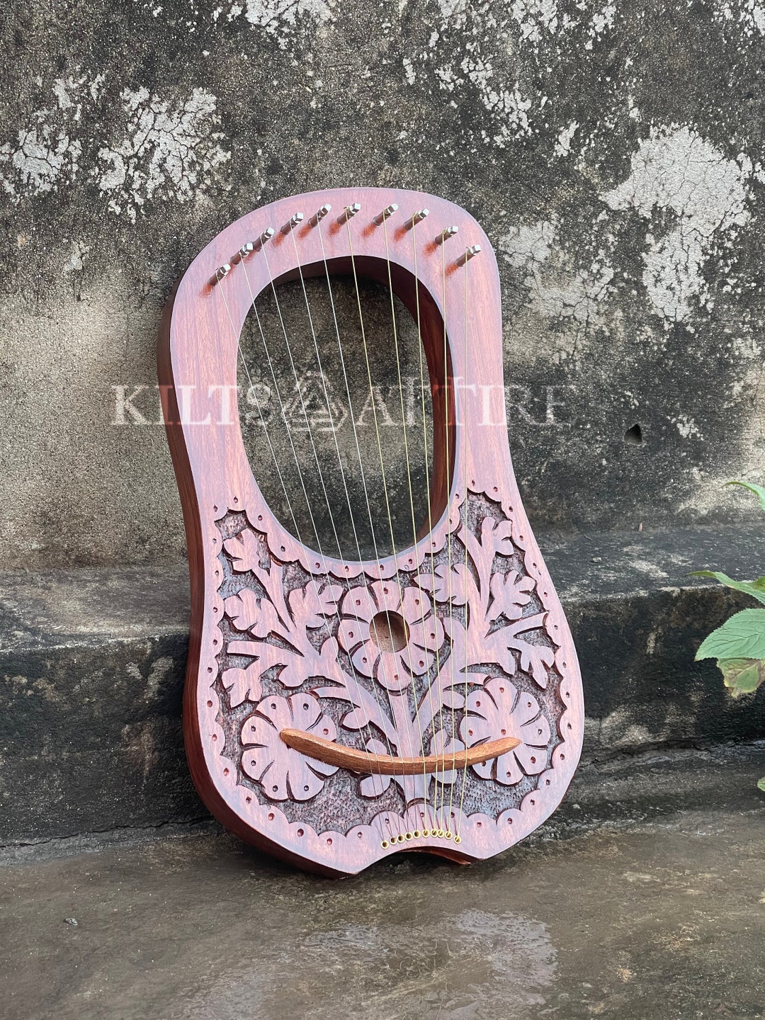 Rosewood Flower Lyre Harp Handmade Lyre Harp 10 Strings/lyra Harp Free ...