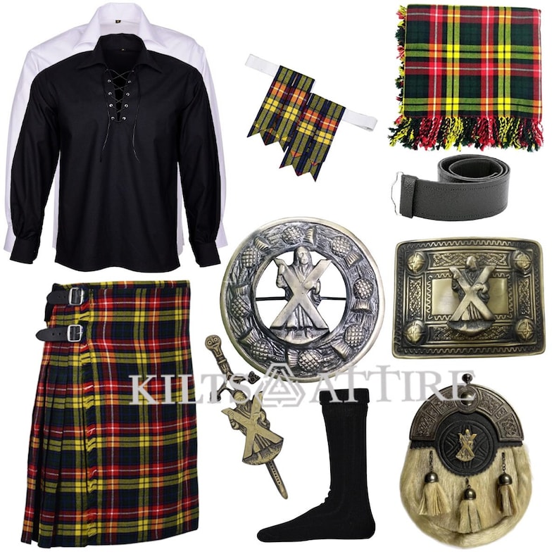 Men's ST Andrew Sporran Scottish Kilt Set Wedding Kilt Outfit & 10 ...