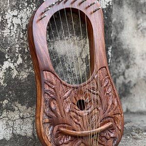 New Flower Lyre Harp 10 Strings Handmade Rosewood Lyre Harp With Free ...
