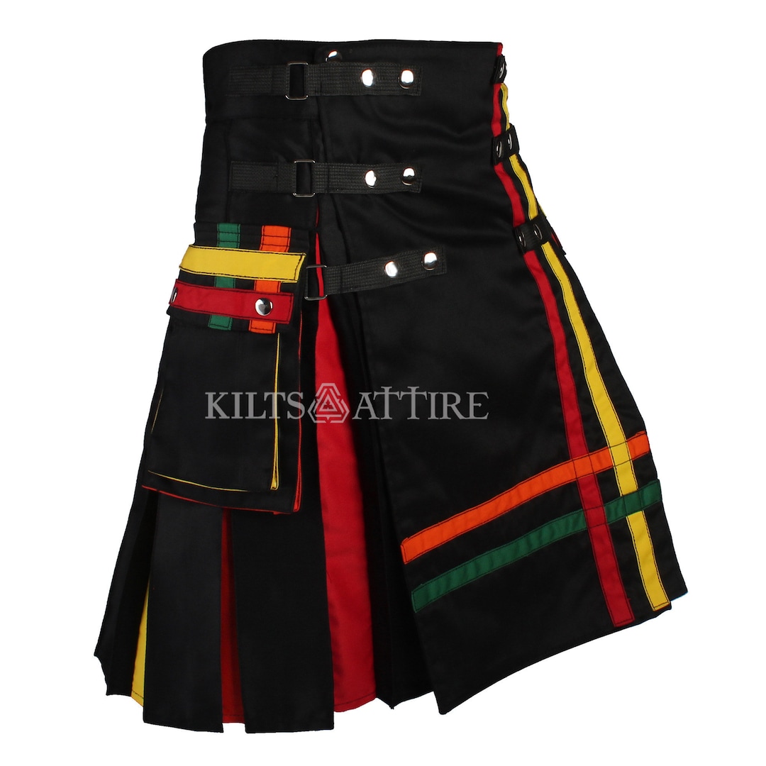 Rainbow Hybrid Kilt Nylon Straps in Colorful Pleats Utility Custom ...