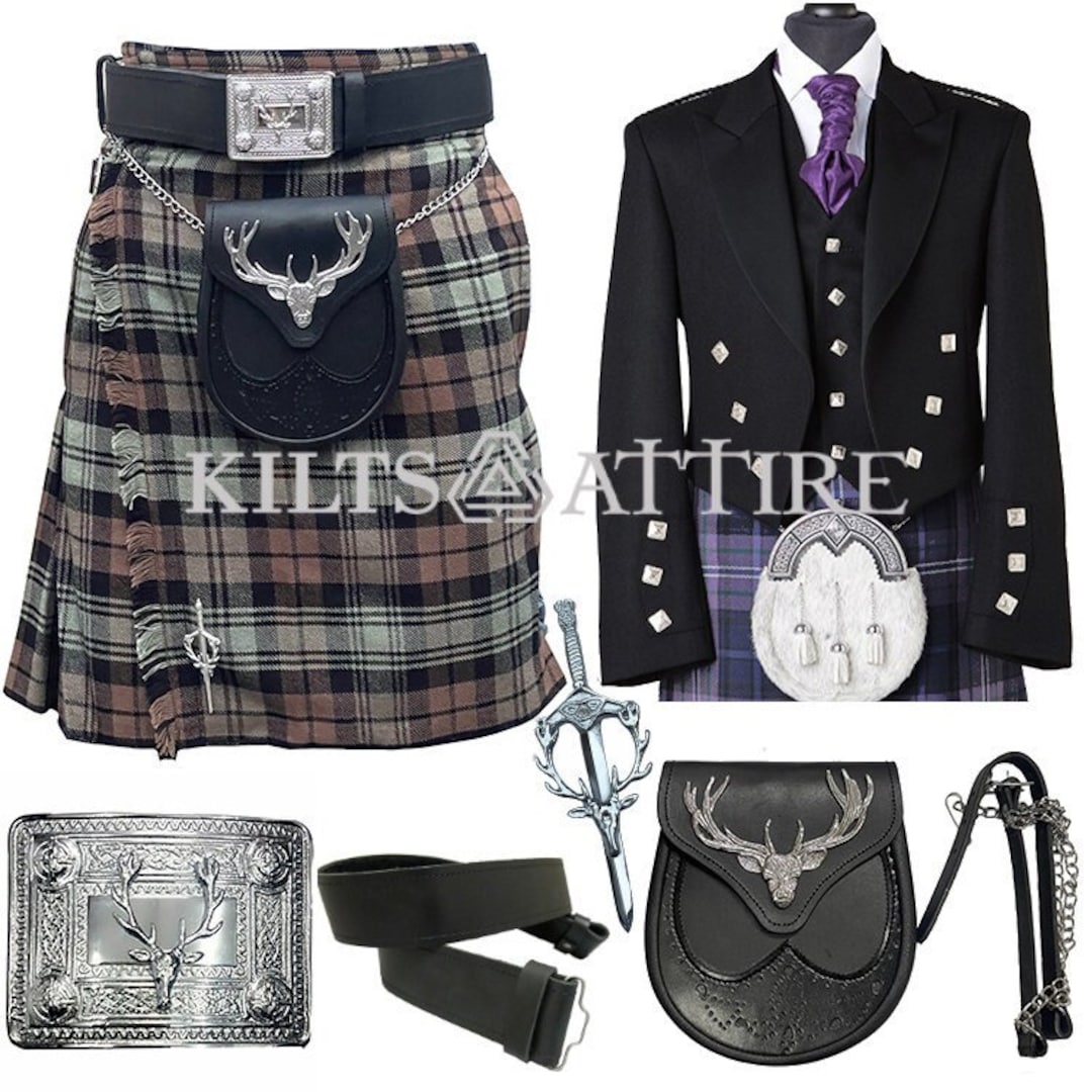 Men's Scottish Kilt Outfit With Prince Charlie Jacket Wedding Kilt ...