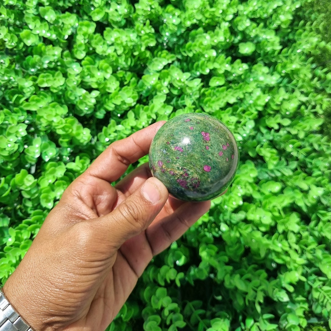 Natural High Quality Ruby Fuchsite Hand Polished Sphere Hand Polished ...