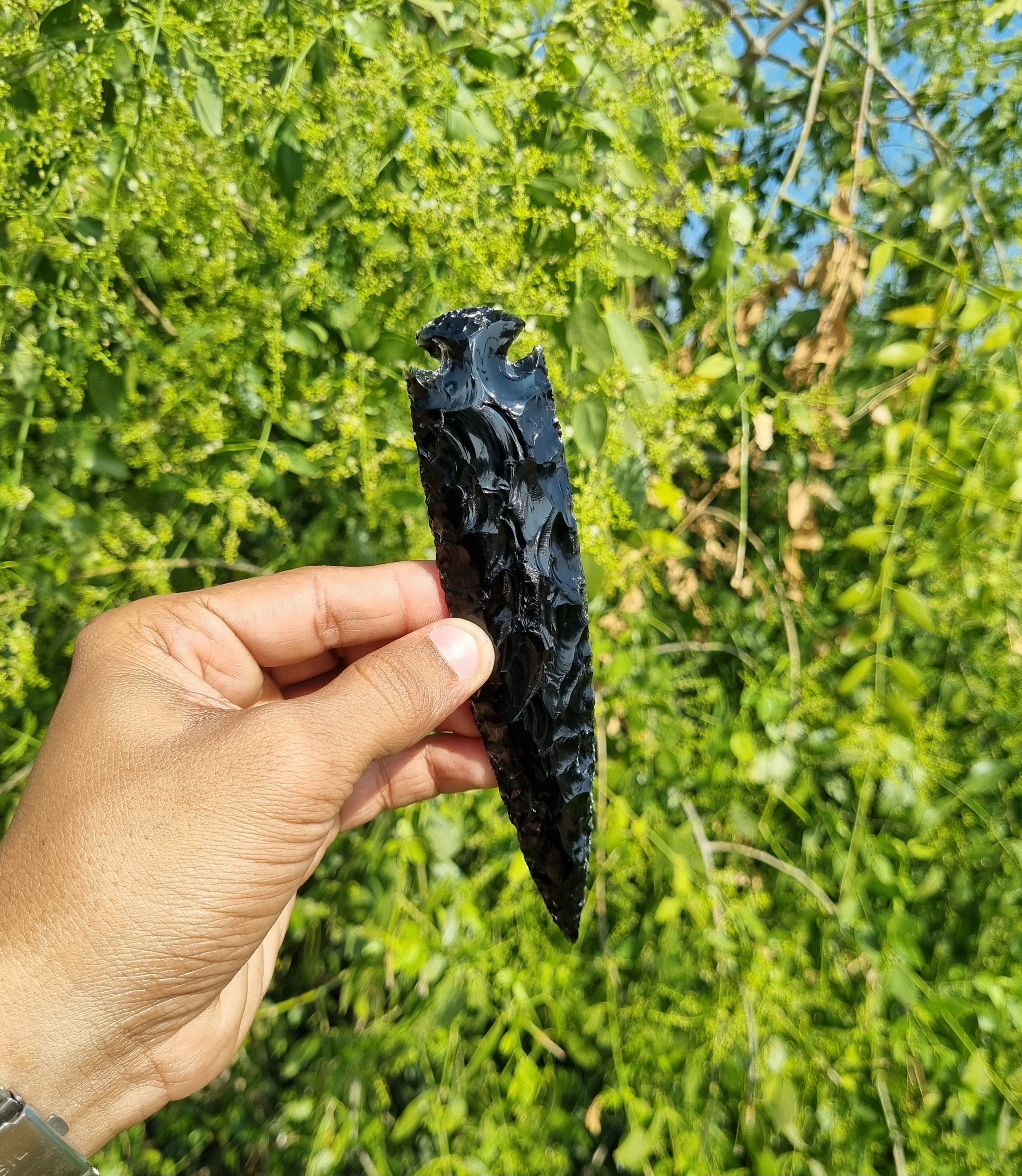 Natural Hand Crafted Black Obsidian Arrowhead Lava Blade 15 to 18cm | Agate Arrowhead | Black ...