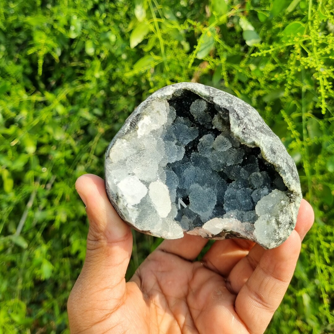 Rare Natural Grape Apophyllite Geode on Black Chalcedony Grape ...